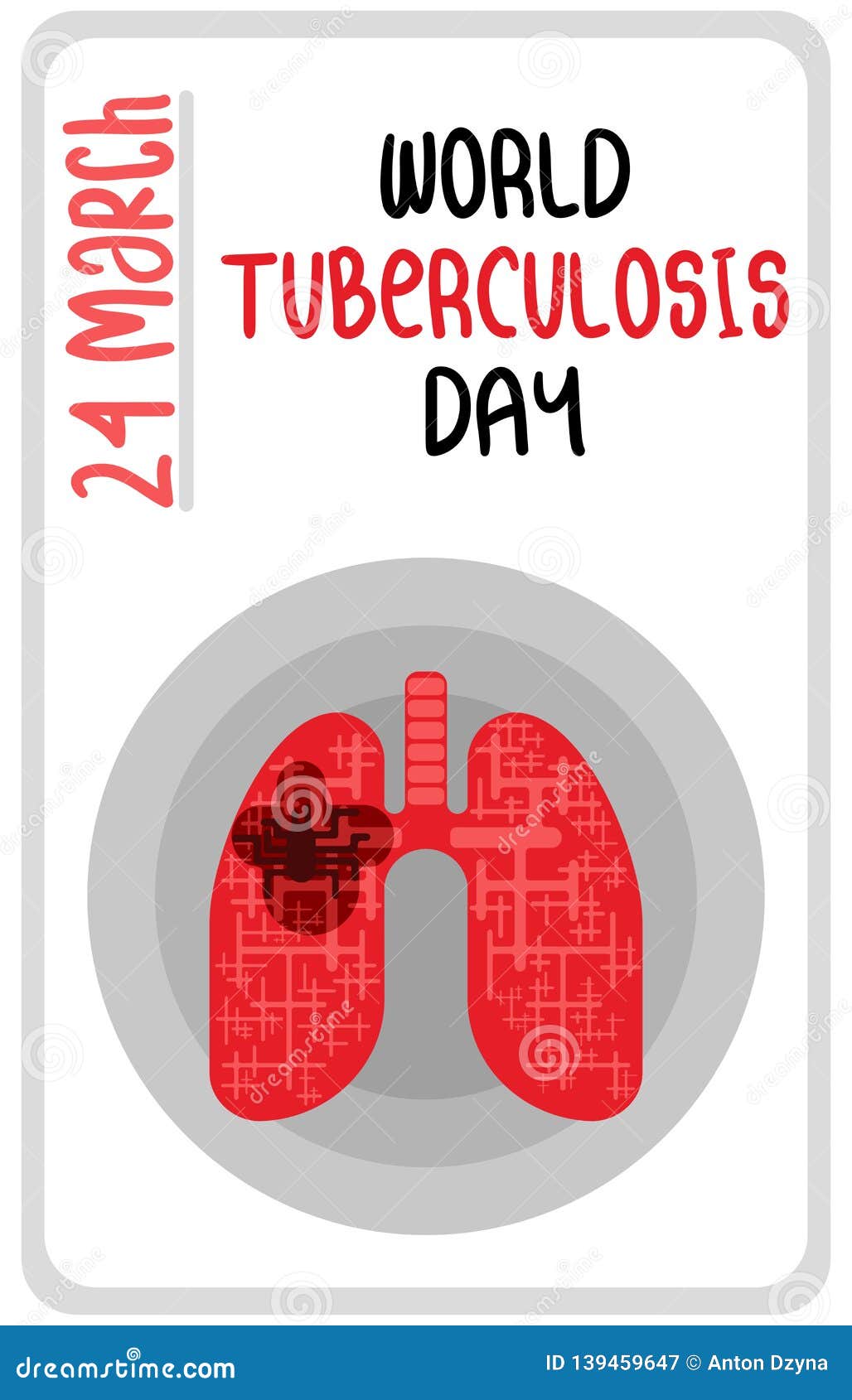 Lung Drawing Tuberculosis Day Poster on White Stock Illustration ...