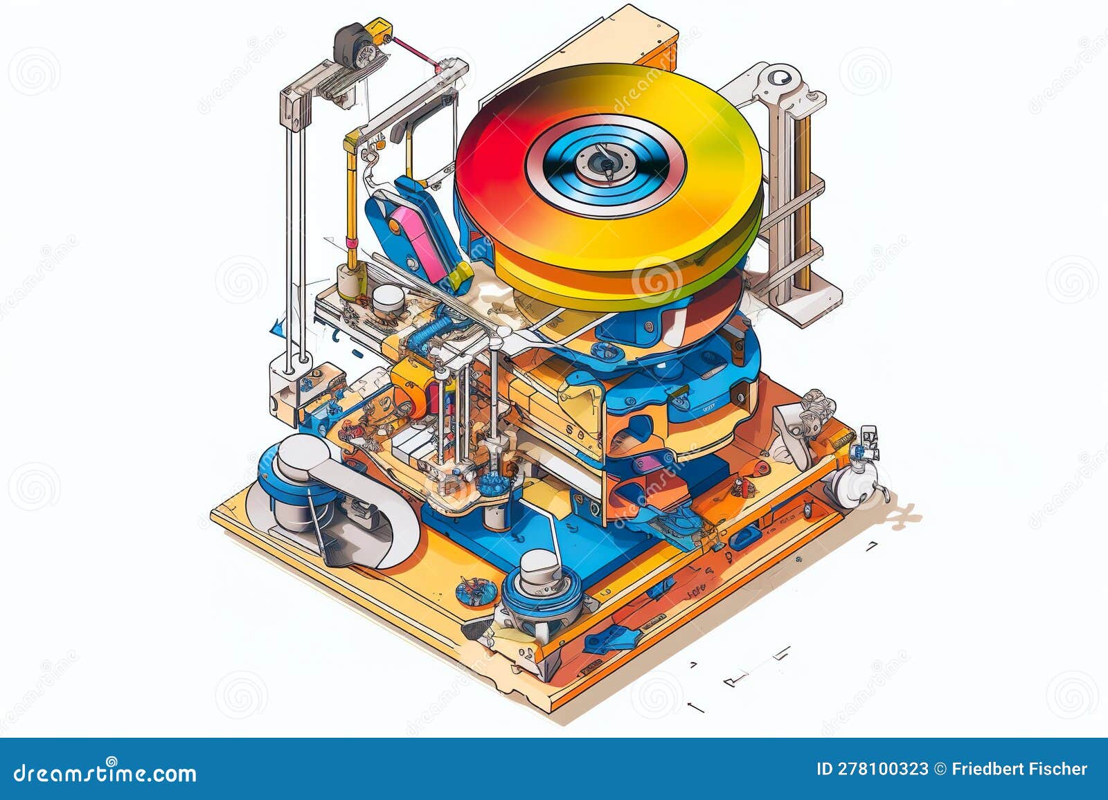 A Drawing of a Machine with a Disc on Top of it. Generative AI Image ...