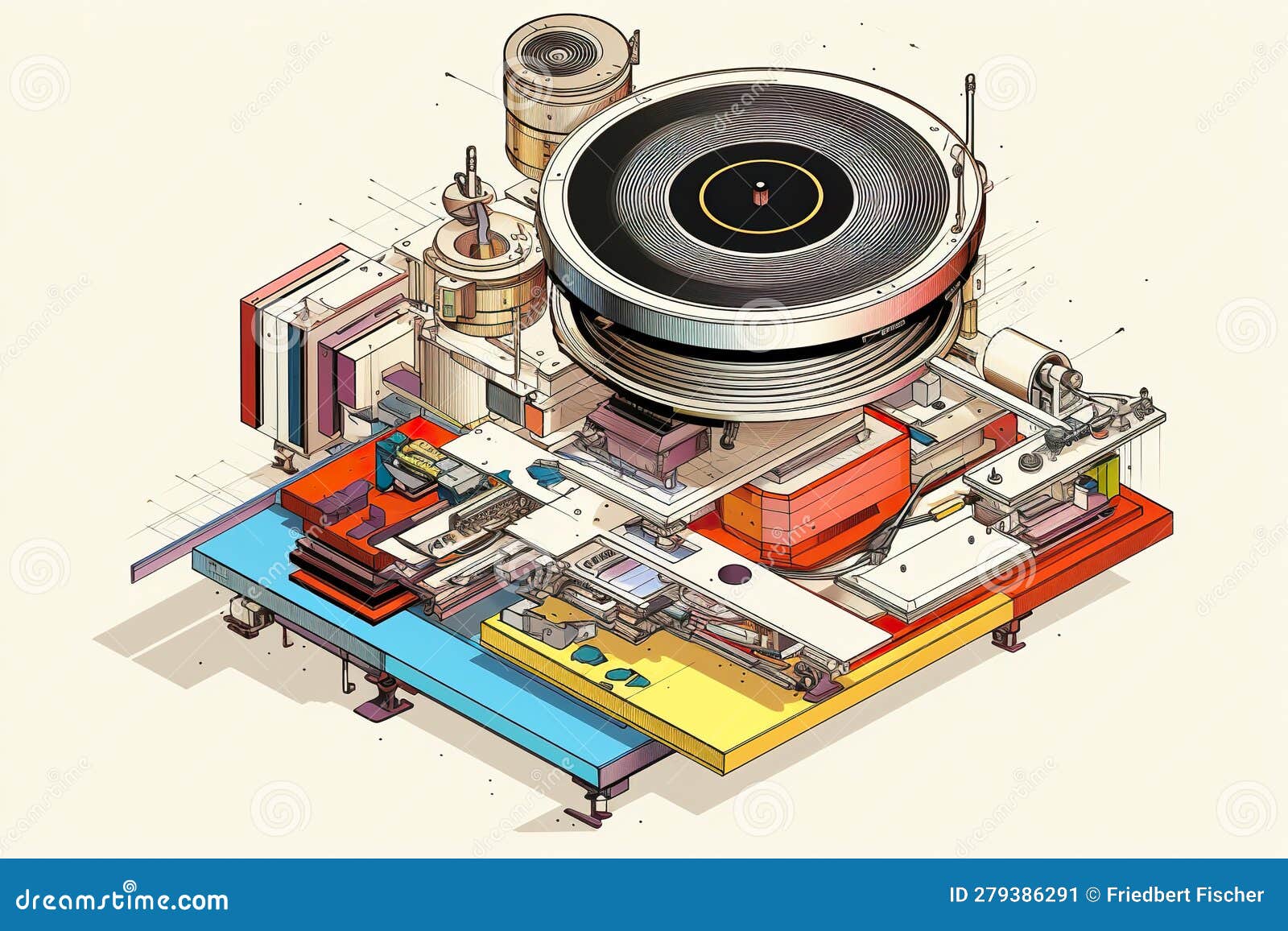 A Drawing of a Machine with a Disc on Top of it. Generative AI Image ...