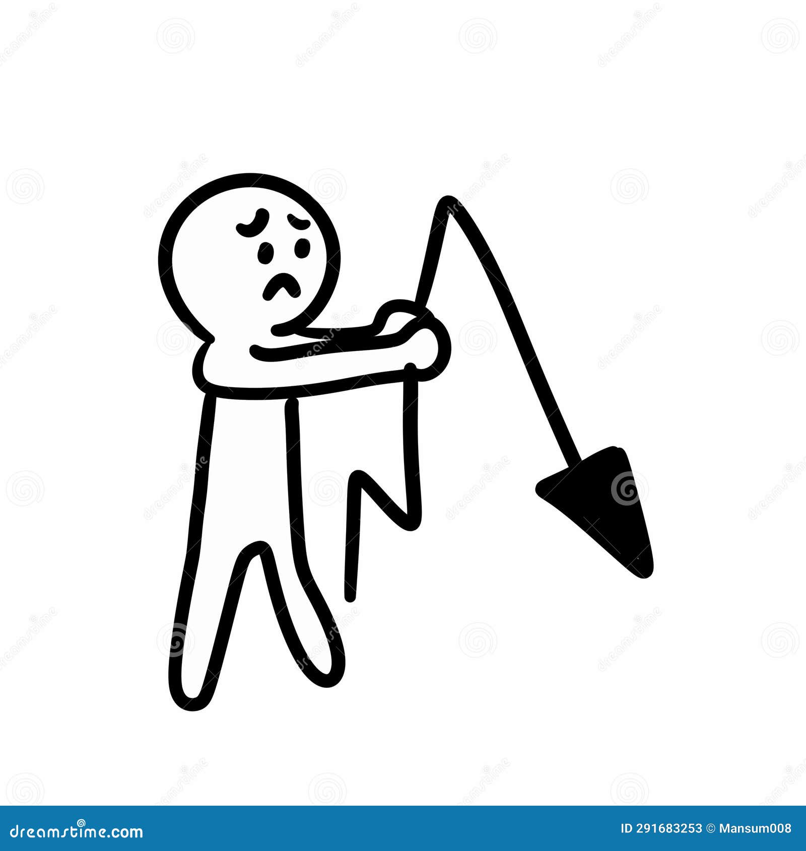 Drawing of a Man with a Arrow Stick Stock Illustration - Illustration ...