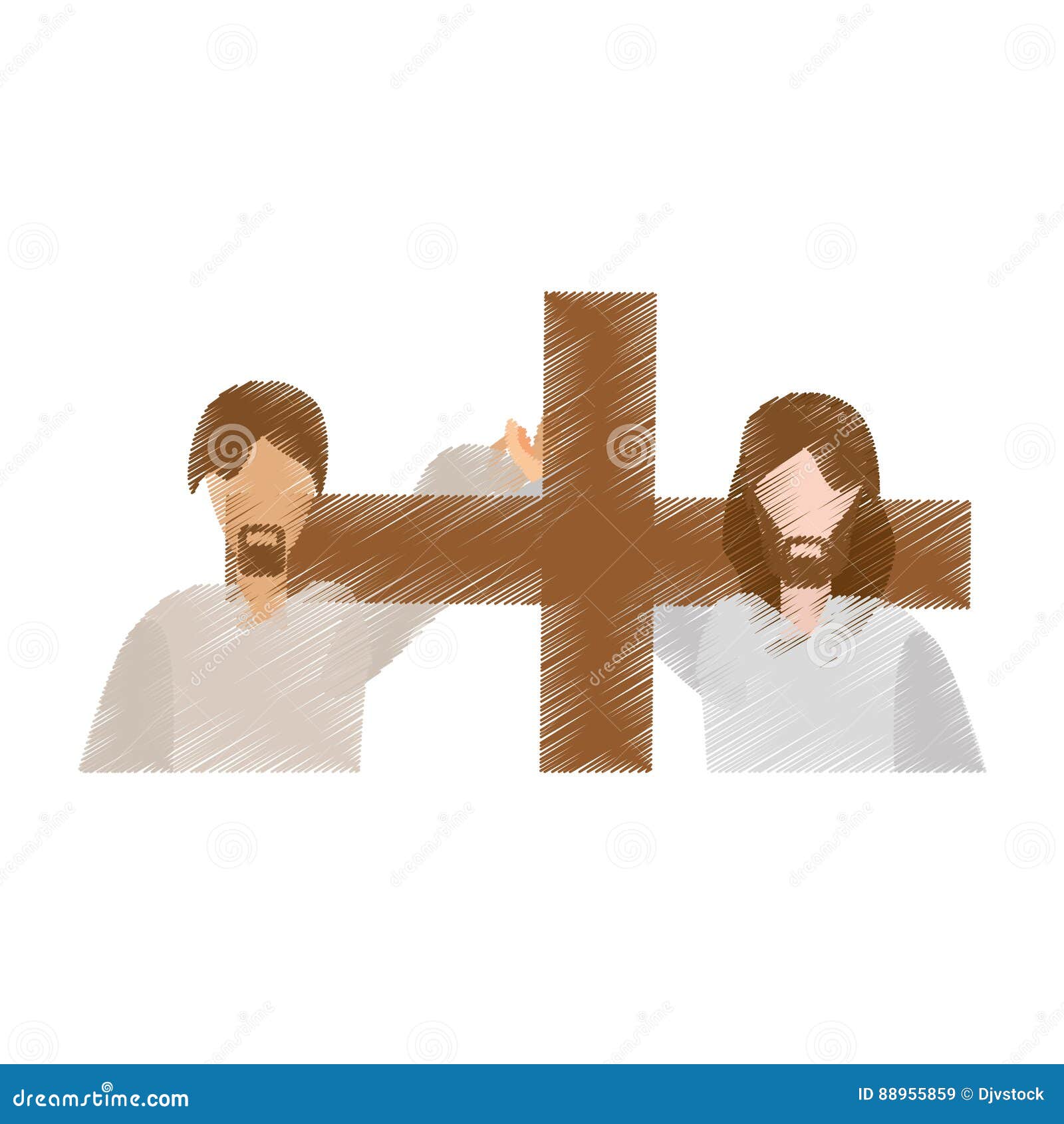 Men Carry The Cross. Vector Drawing | CartoonDealer.com #140381316