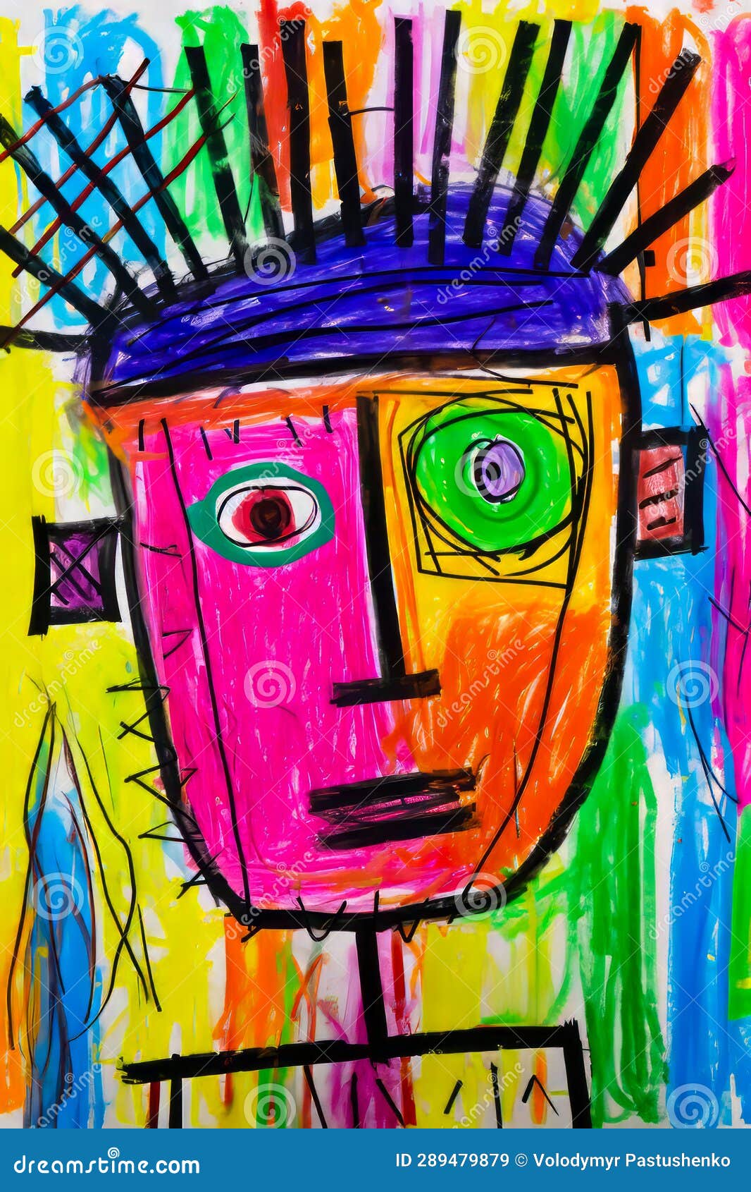 Drawing of Man with Mohawk on His Head. Generative AI Stock Image ...