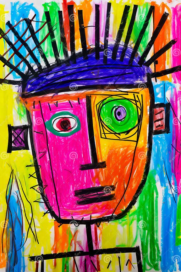 Drawing of Man with Mohawk on His Head. Generative AI Stock Image ...