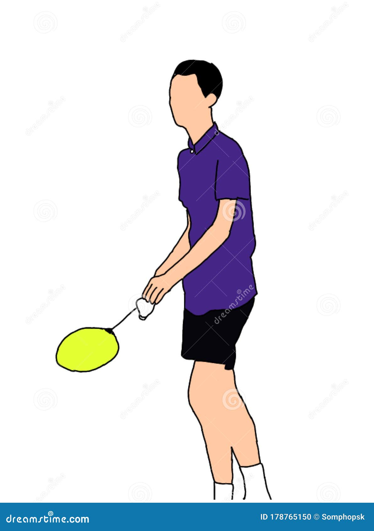 Drawing a Man Playing Badminton Stock Illustration - Illustration of ...
