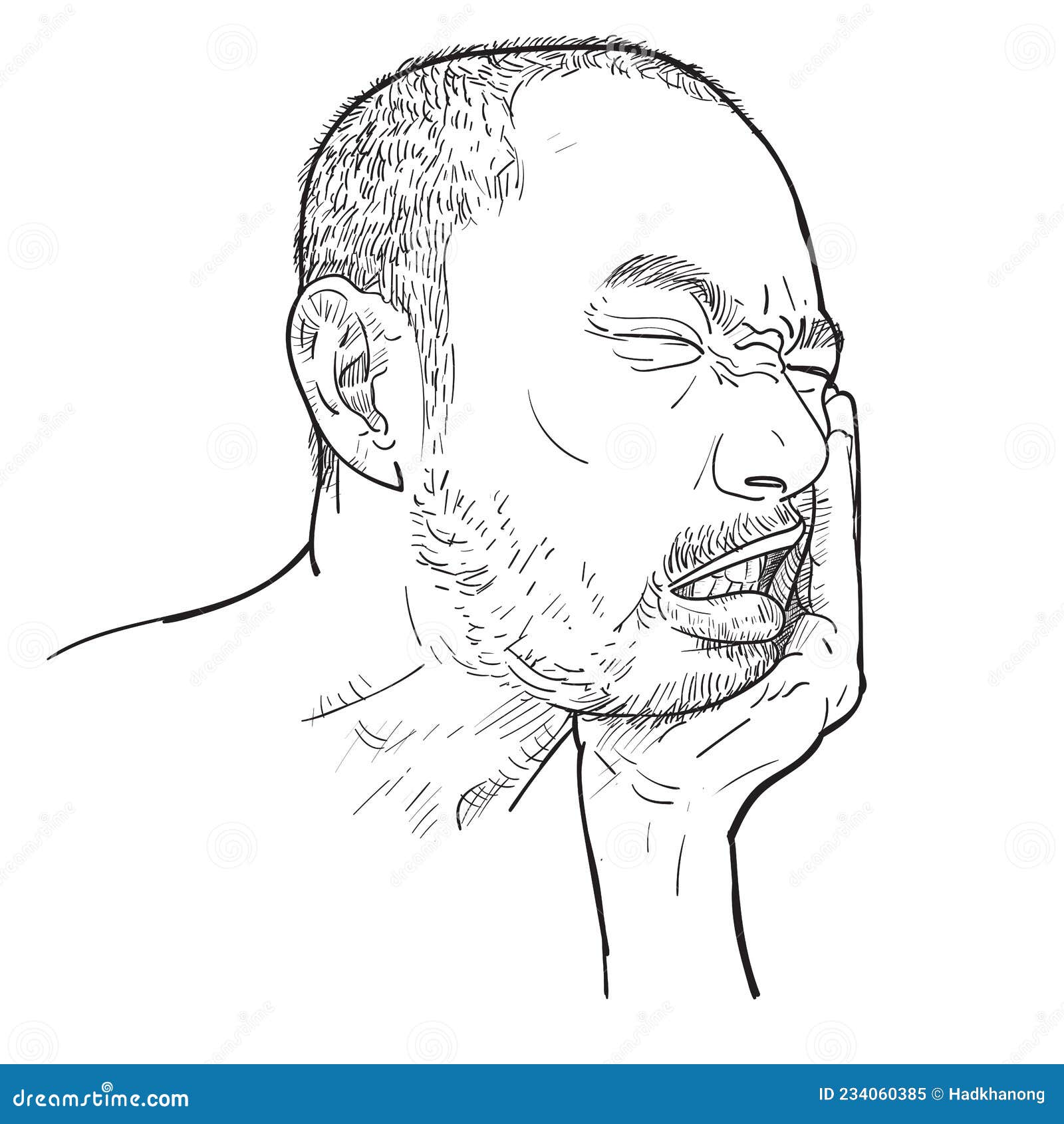 Drawing of a Man with a Toothache Stock Vector - Illustration of ...