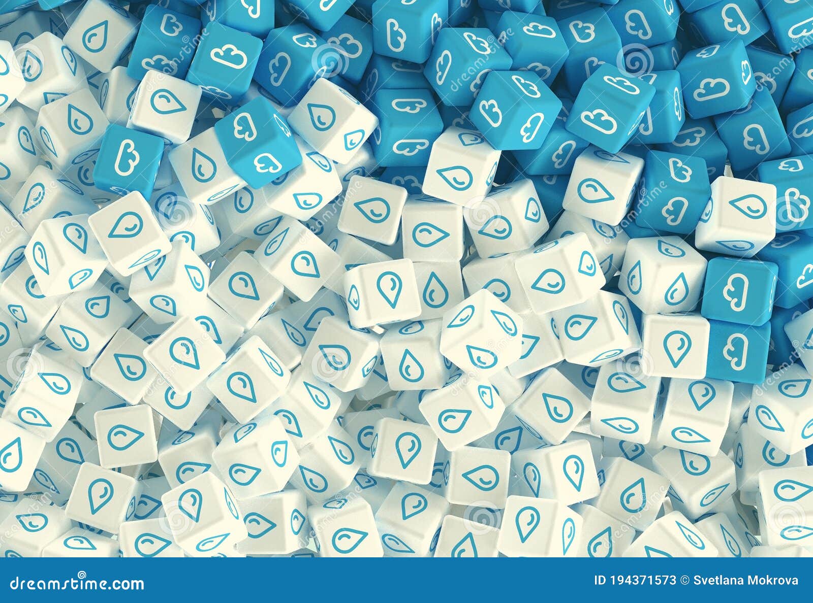 Drawing from Many Scattered Cubes with Icons of Clouds Stock ...