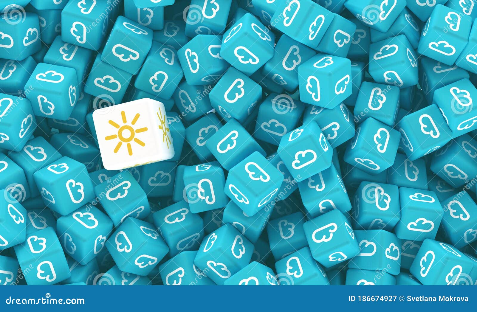 Drawing from Many Scattered Cubes with Icons of Clouds and the Large ...