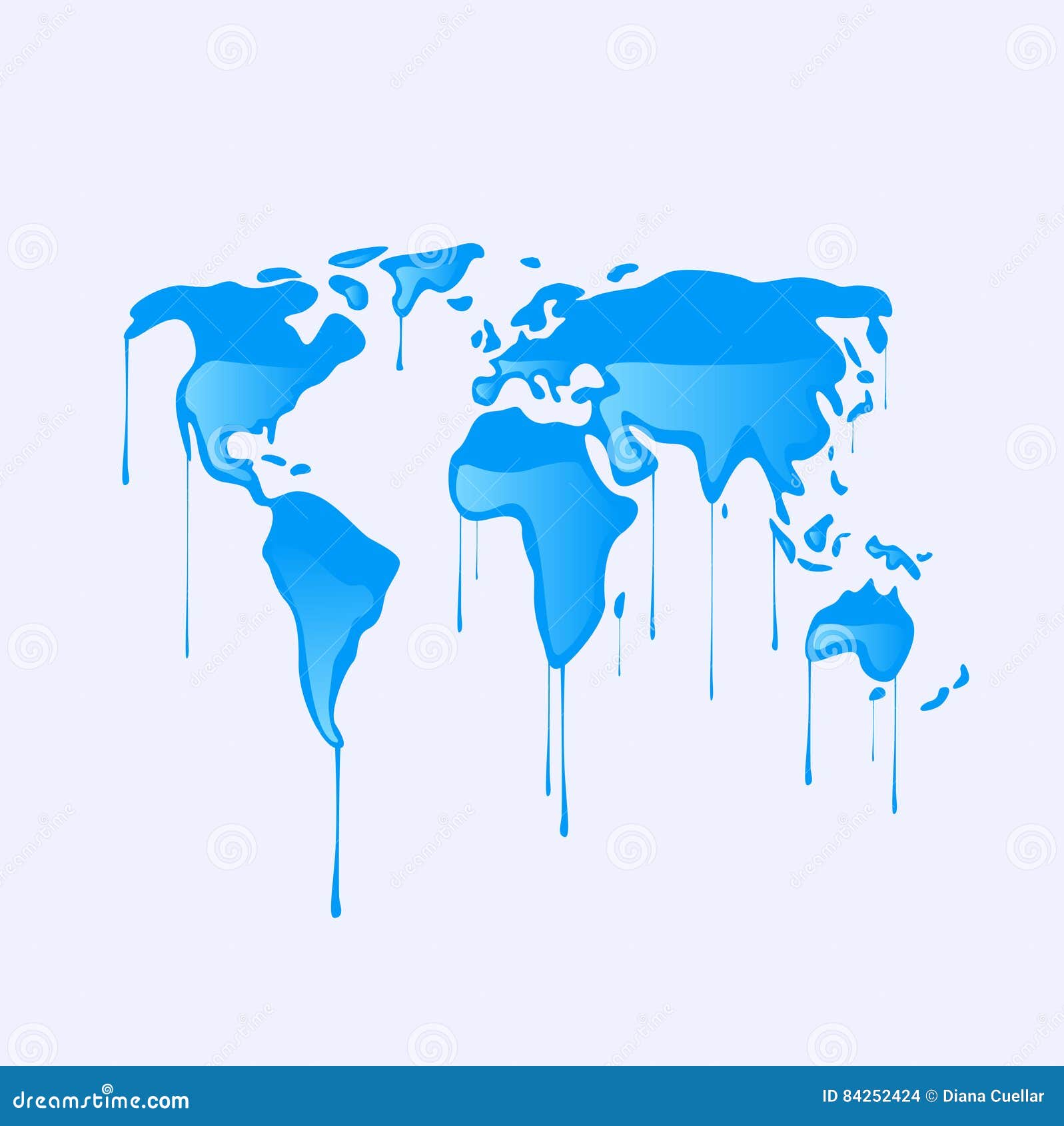 Drawing of a Map of the World Melting Stock Vector - Illustration of ...