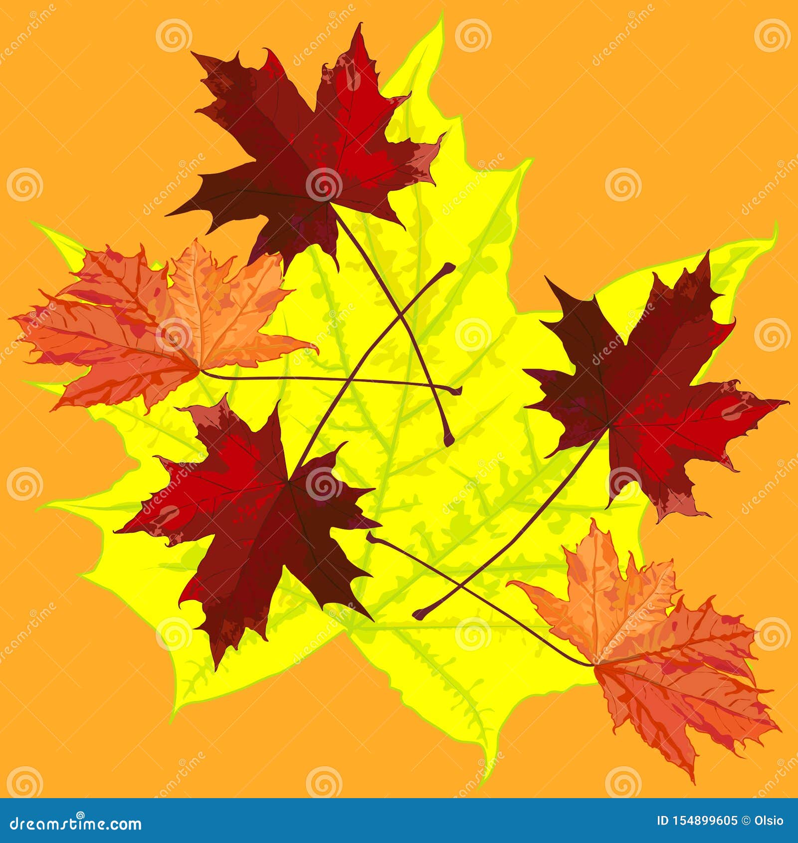 The Drawing with Maple Leaves in the Fall, Pattern Stock Vector ...