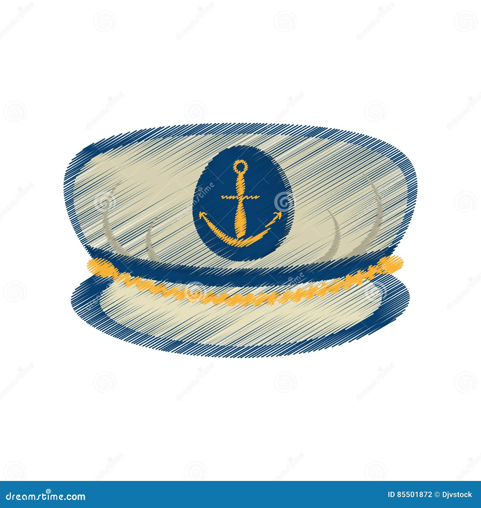 Drawing Marine Cap Captain Board with Anchor Stock Illustration ...