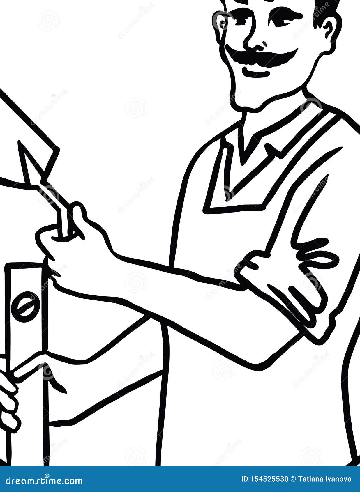 Drawing Mason with a Spatula and Level in Hand Stock Vector ...