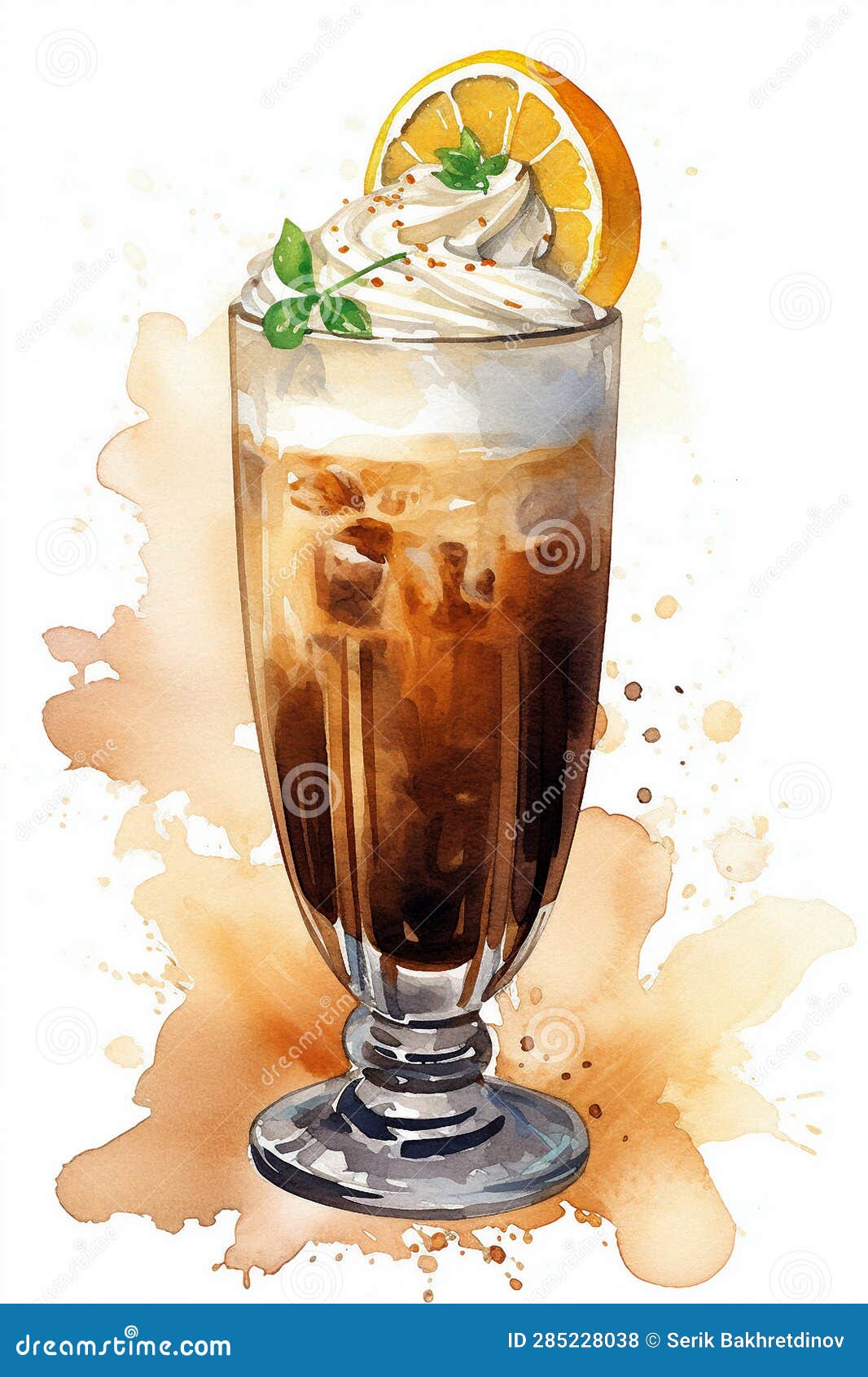 Drawing of a Milk-coffee Shake in a Glass. Stock Illustration ...