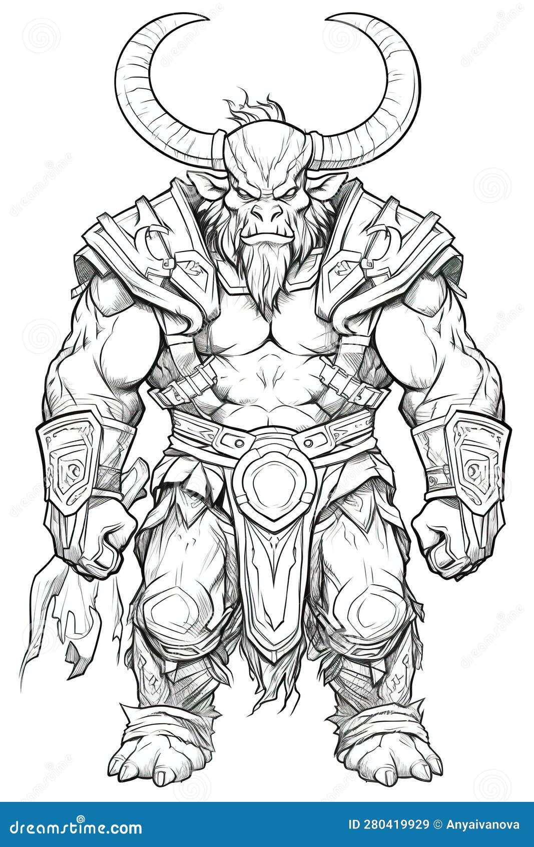A Drawing of a Minotaur, Coloring Page for Kids. Generative AI. Stock ...