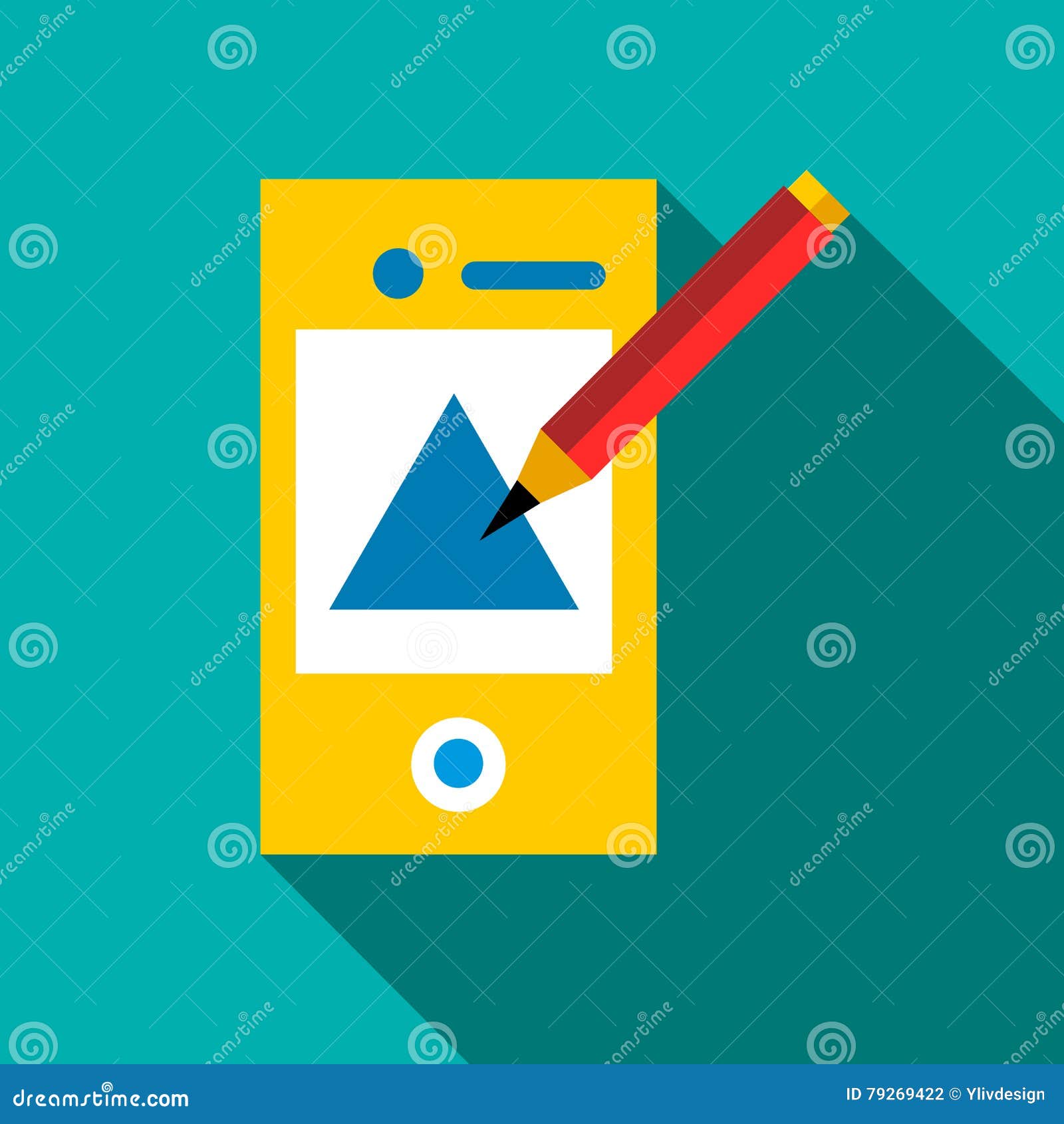 Drawing in Mobile App Icon, Flat Style Stock Vector - Illustration of ...
