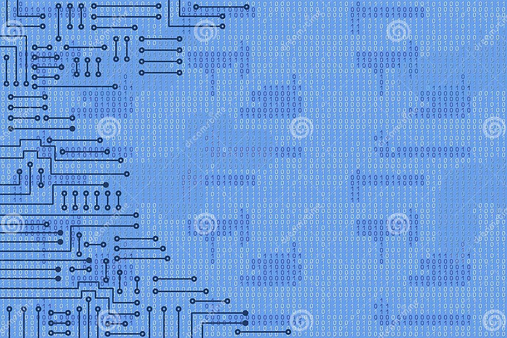 Modern Electronic Circuit and Binary Code Stock Illustration ...