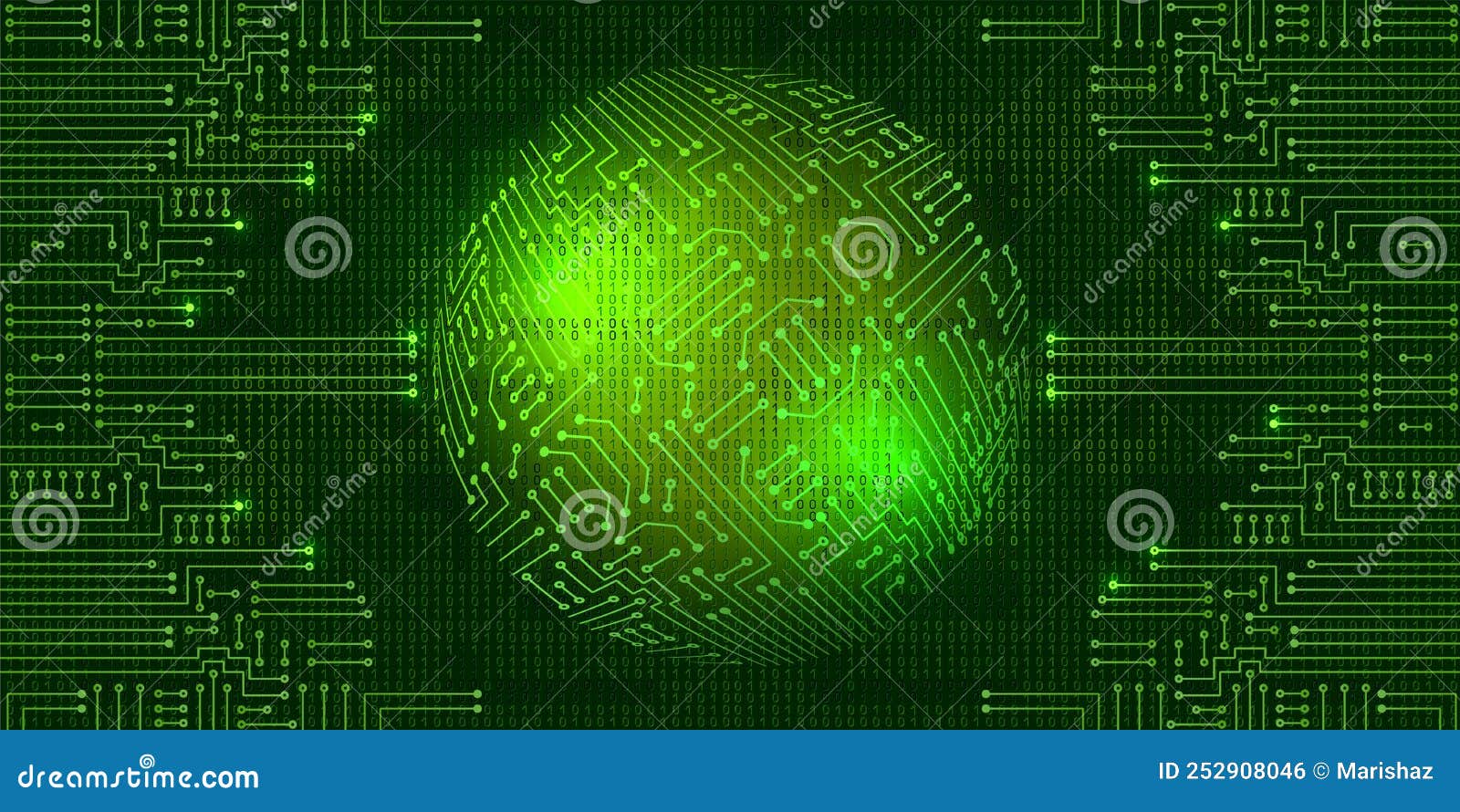 Electronic Circuit with Binary Code and Sphere Stock Vector ...