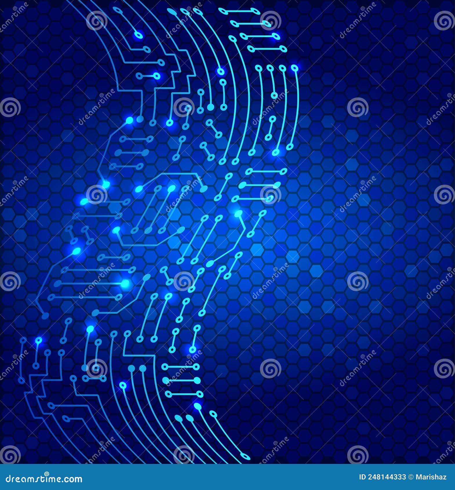 Drawing Modern Electronic Circuit on Cells Pattern Stock Vector ...