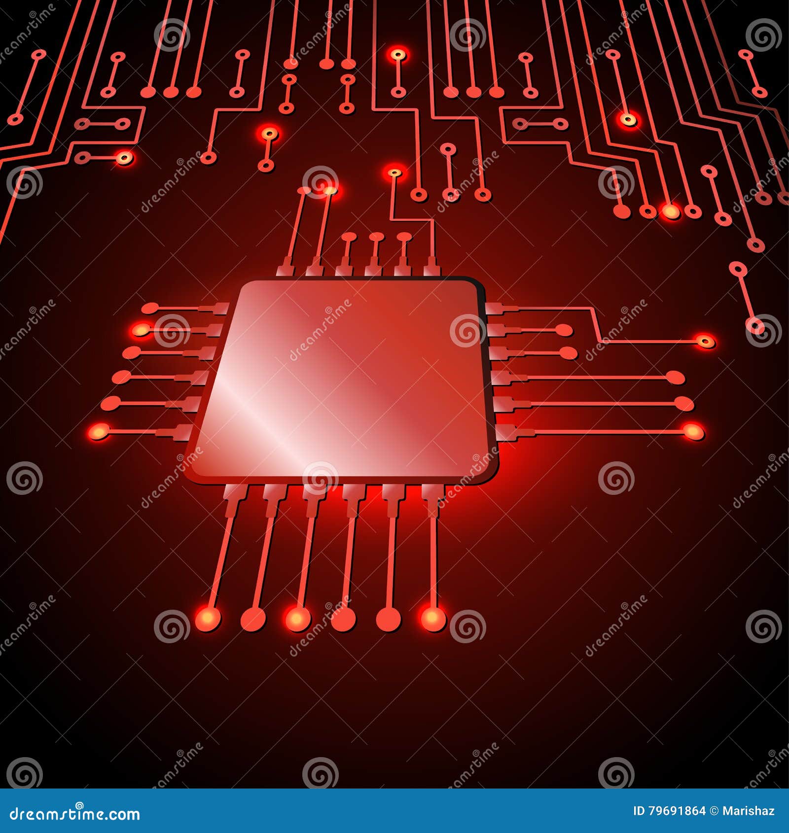 Modern Electronic Circuit And Binary Code On Blue Glowing Background ...