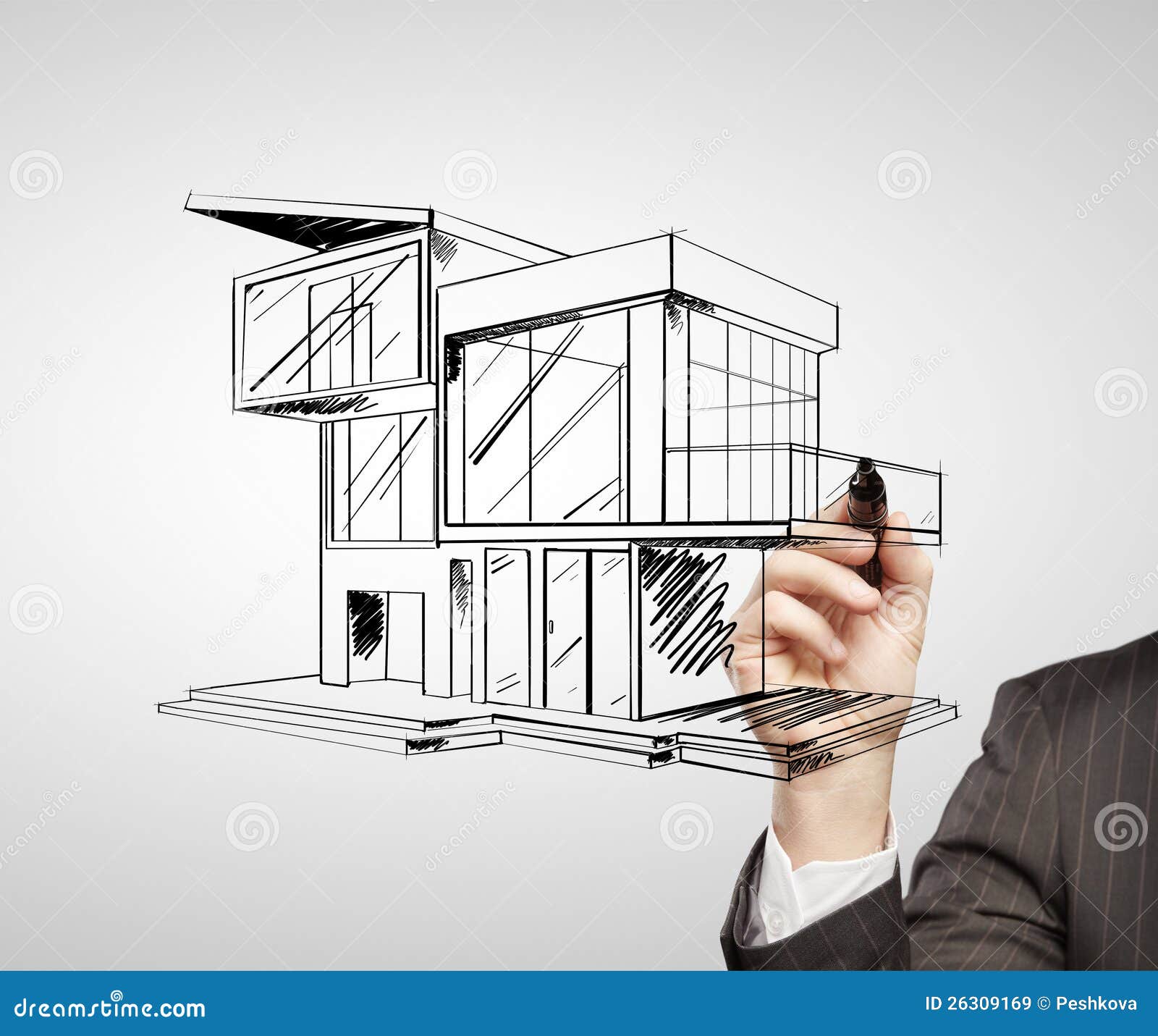 Drawing modern house stock image. Image of people, creativity - 26309169