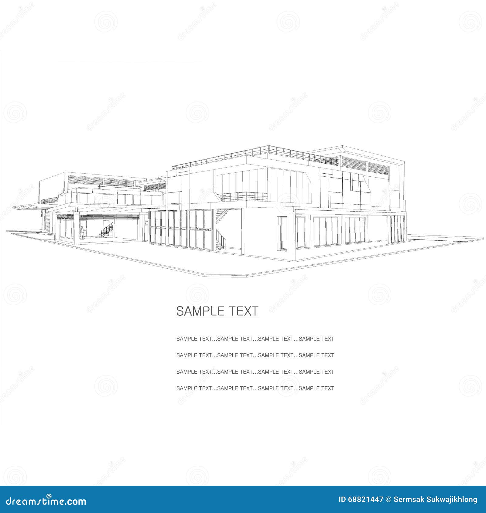 Drawing of Modern Skyscraper Stock Illustration - Illustration of ...
