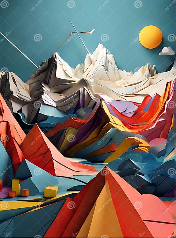 Drawing Mountains Using Fragmented Shapes and Intersections. - 1 Stock ...