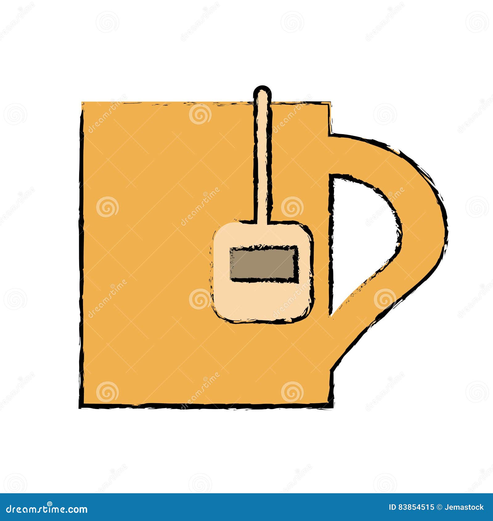 Drawing Mug Tea Hot Break Office Work Stock Vector - Illustration of ...