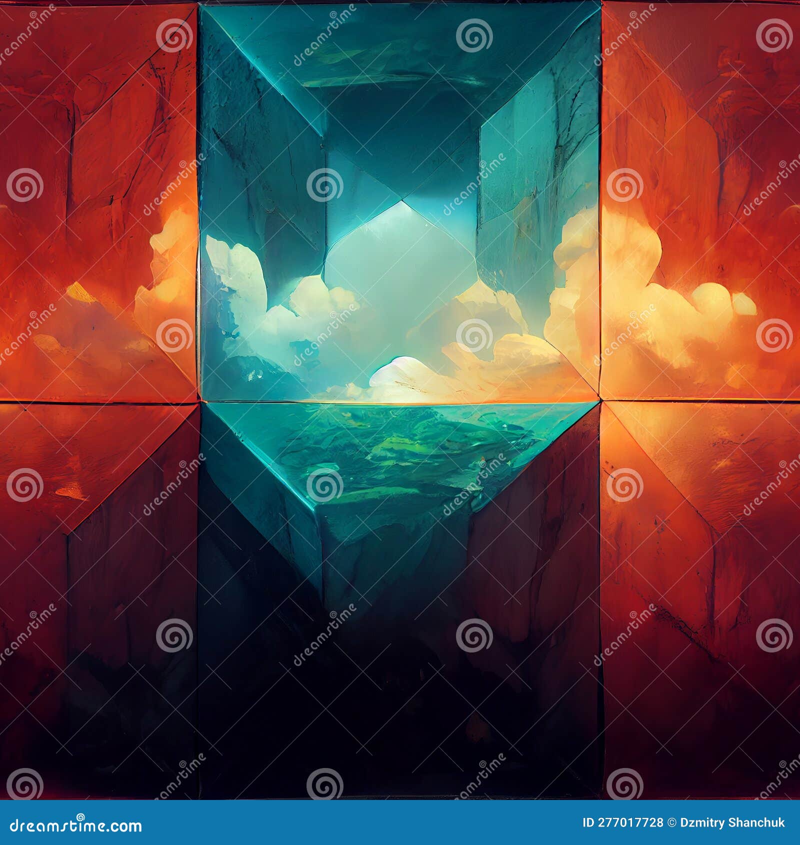 Drawing Multicolored Cubes Painted with Paint Repeating Texture ...