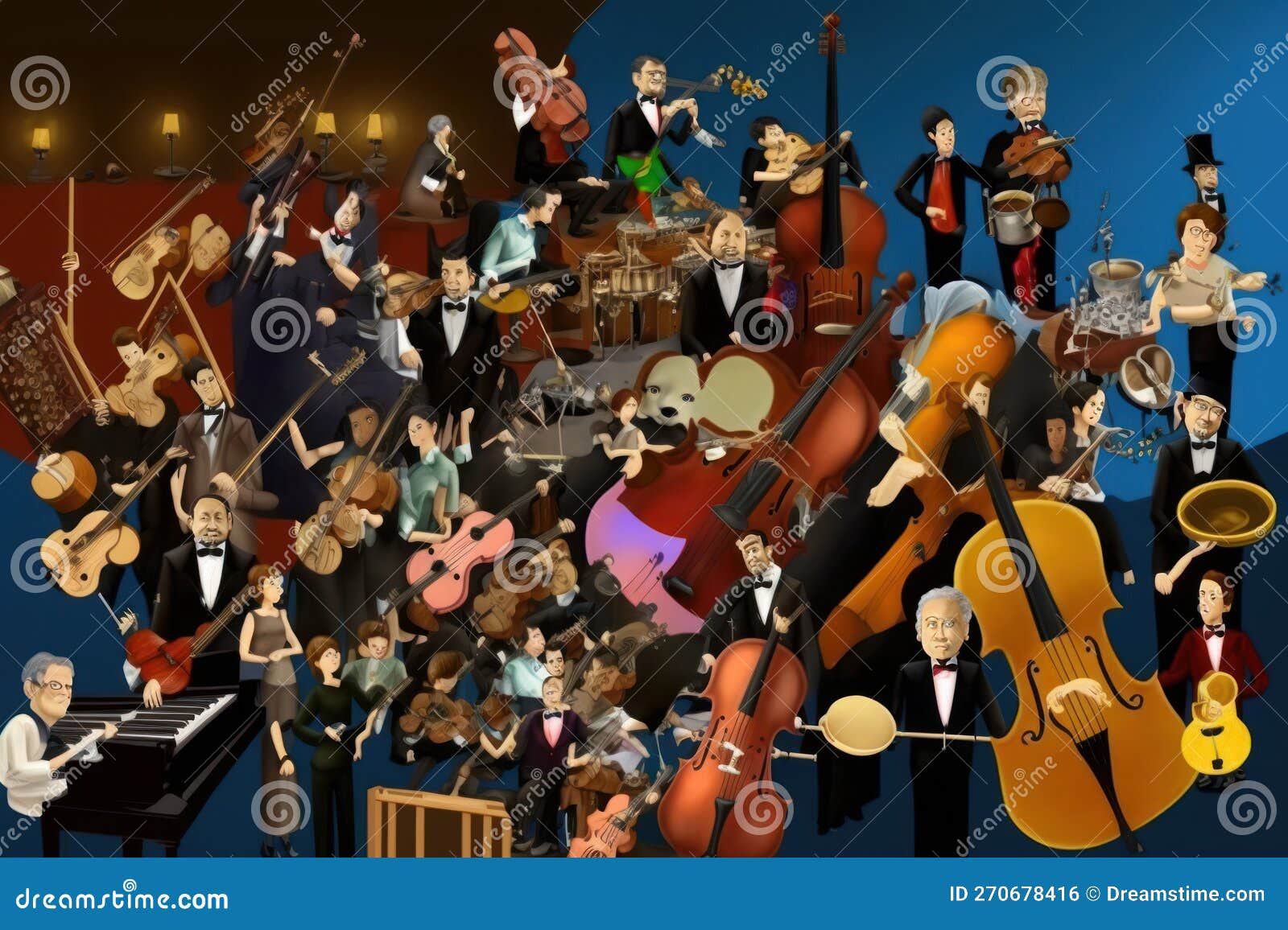 Drawing of a Musical Orchestra, Picasso Style. Created with Generative ...