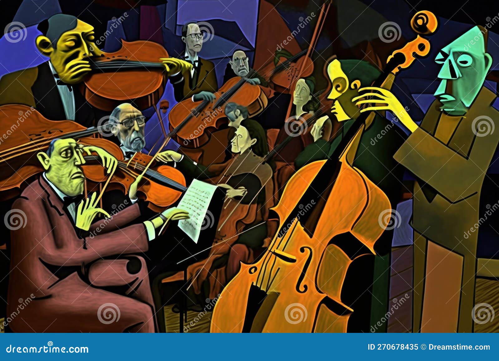 Drawing of a Musical Orchestra, Picasso Style. Created with Generative ...