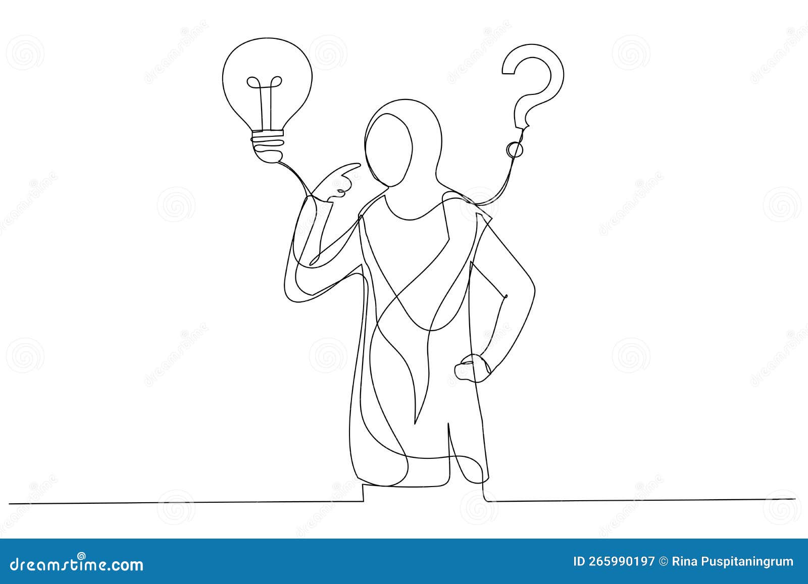 Think Of A Solution. Businesswoman Stands Next To A Big Question Mark ...