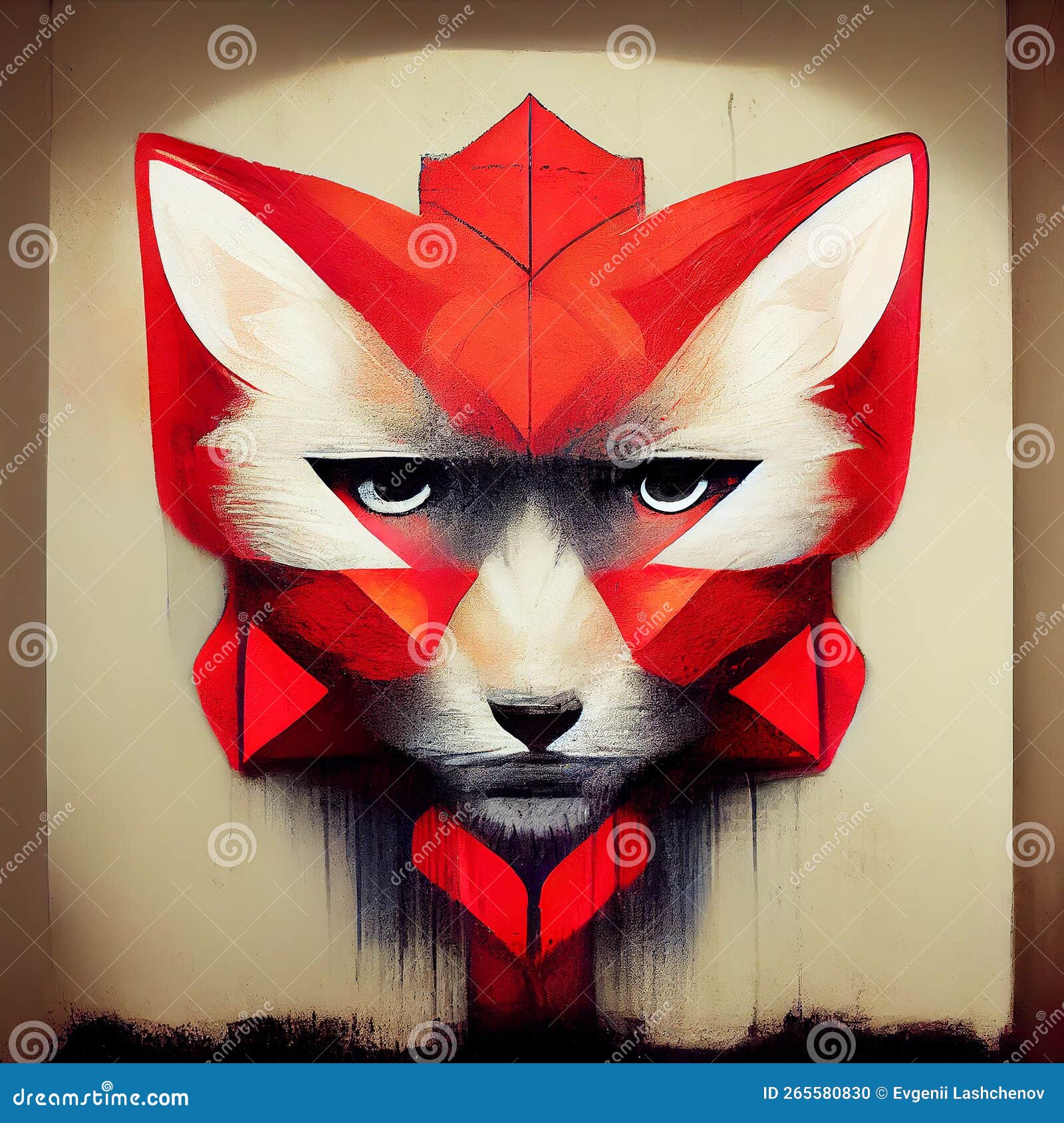 Drawing of a Muzzle of a Fox on a Wall. Graffiti. Digital Illustration ...