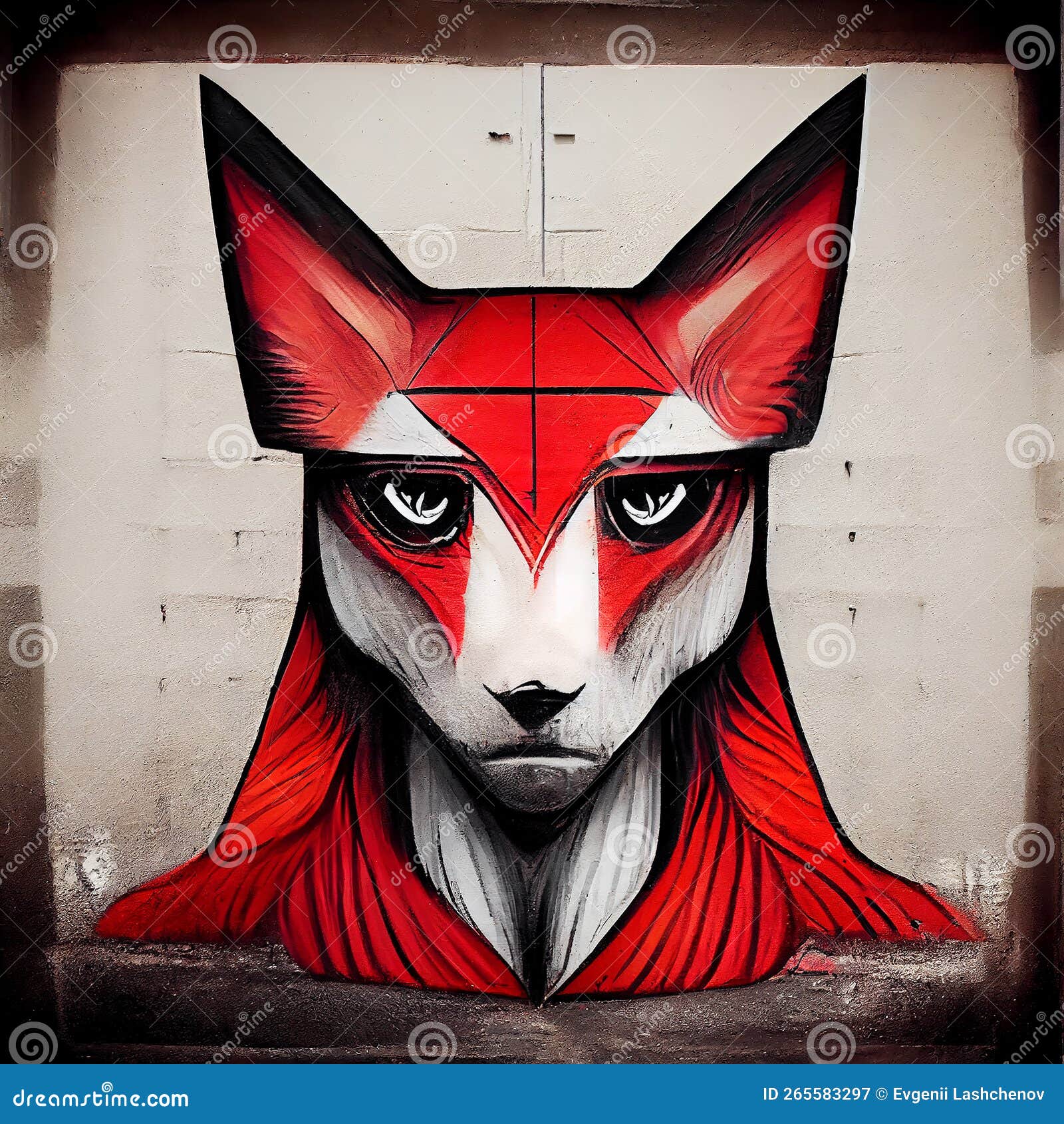 Drawing of a Muzzle of a Fox on a Wall. Graffiti. Digital Illustration ...
