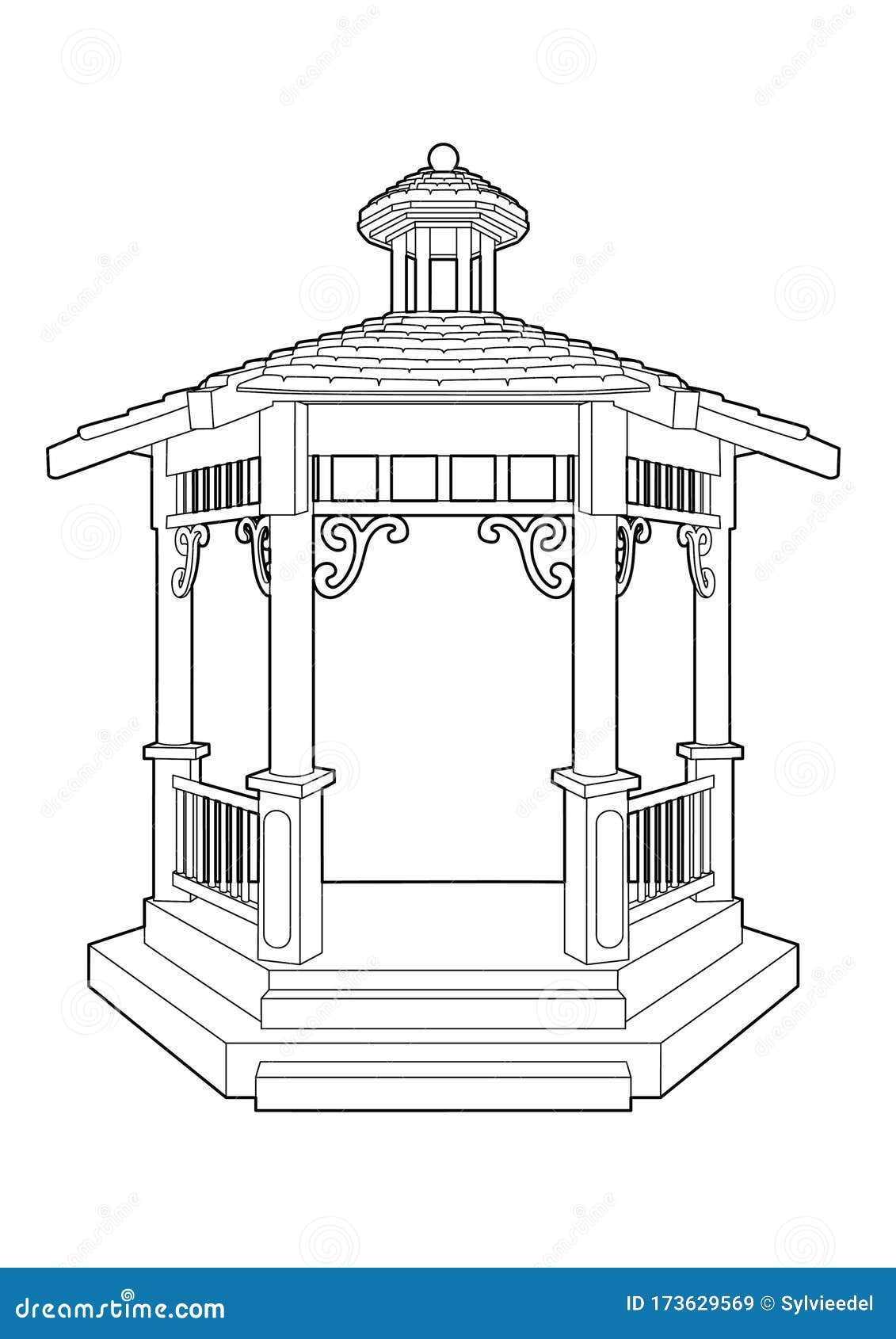 Drawing of a Nice Little Bandstand Stock Vector - Illustration of ...