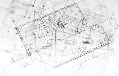 Drawing Od a Modern Building, Architecture Plans Stock Image - Image of ...