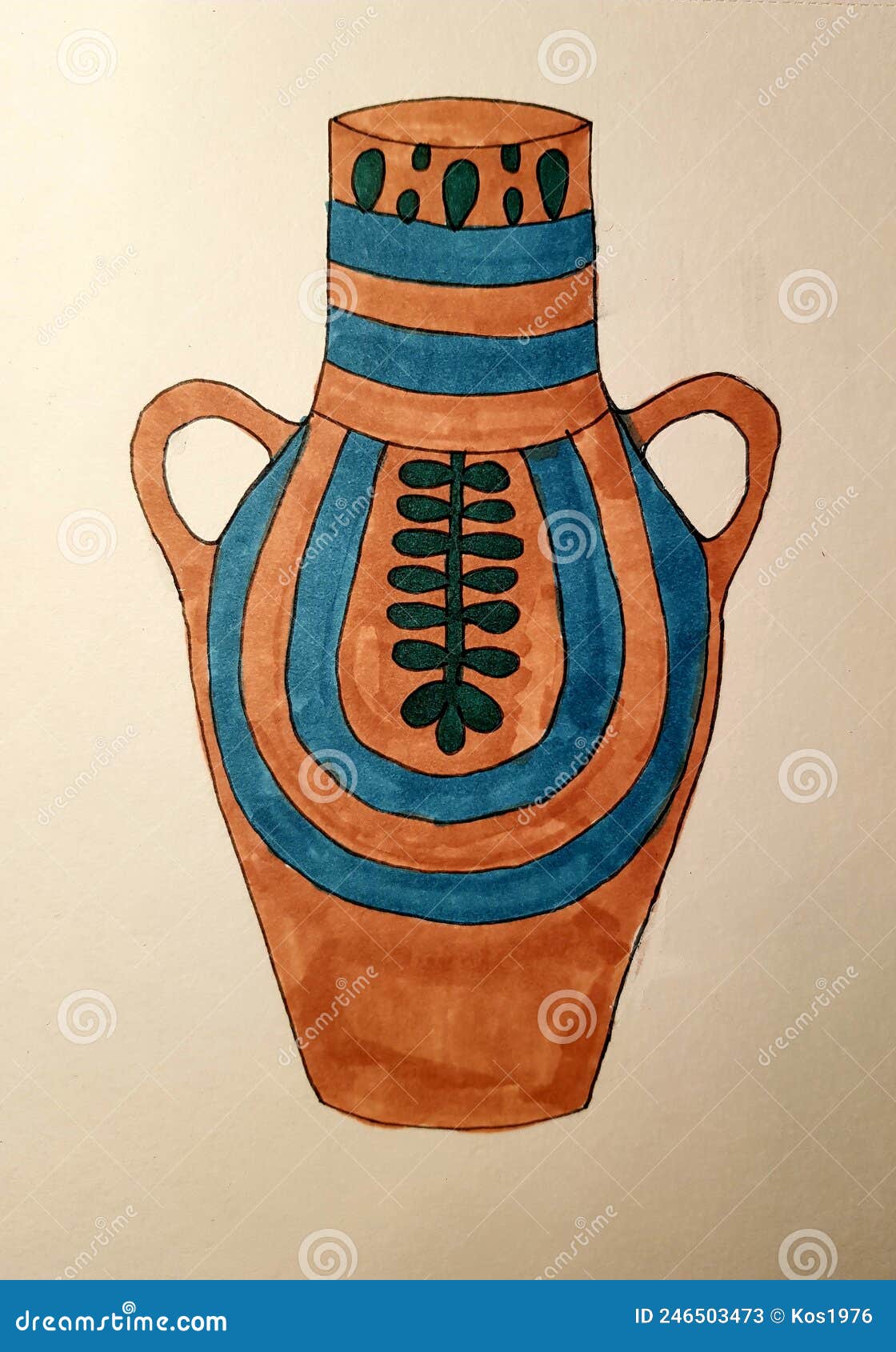 Drawing of an Ancient Clay Amphora Stock Illustration - Illustration of ...