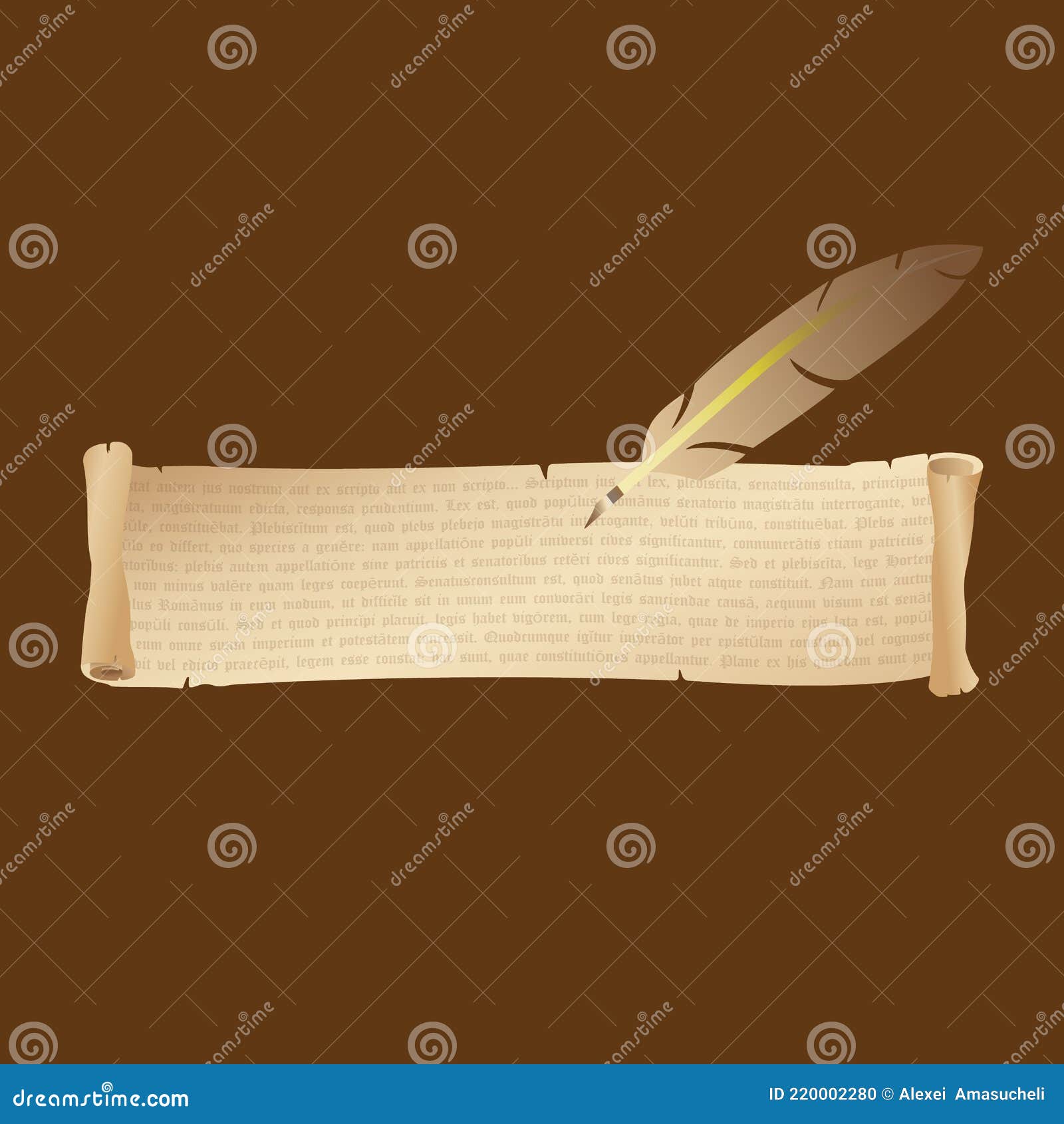 Old Scroll with Text and Feather with Ink Stock Vector - Illustration ...
