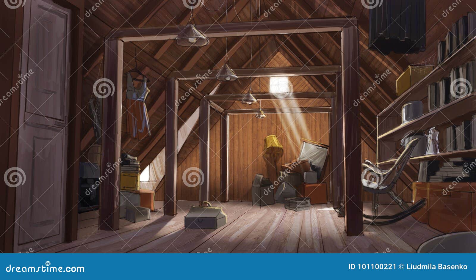 Drawing of an Old House Attic Stock Image - Image of tablet, drawing ...