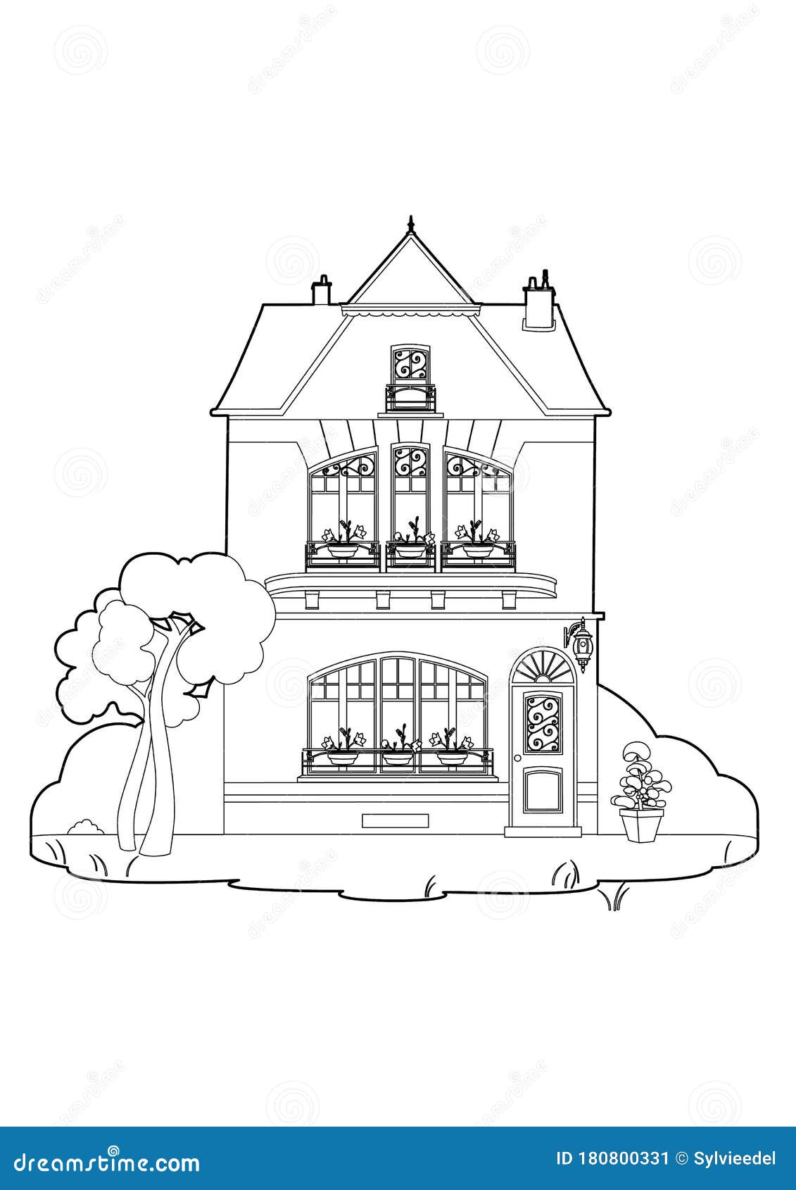 Drawing of an old house stock vector. Illustration of architecture ...