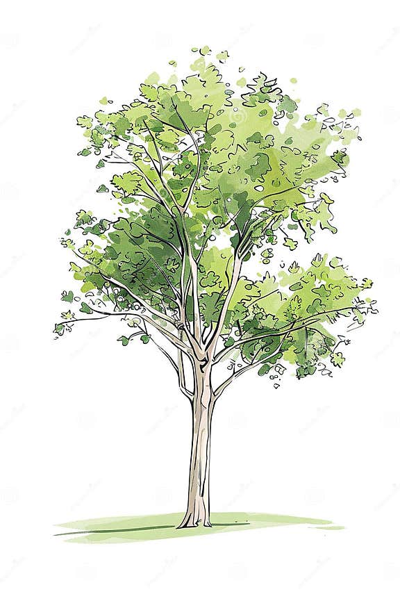 Drawing of an Old Sycamore Tree. Generative AI. Stock Illustration ...