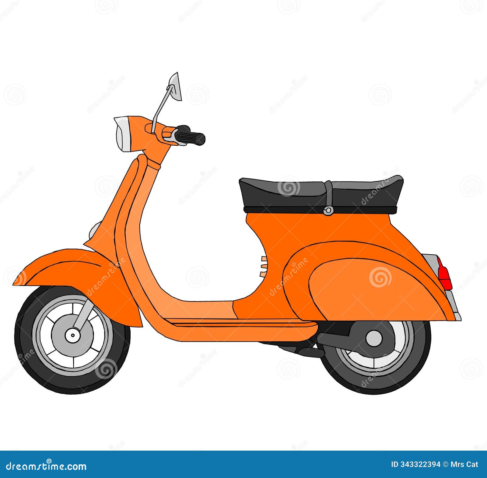 Drawing of an Old Vintage Moped. Stock Illustration - Illustration of ...