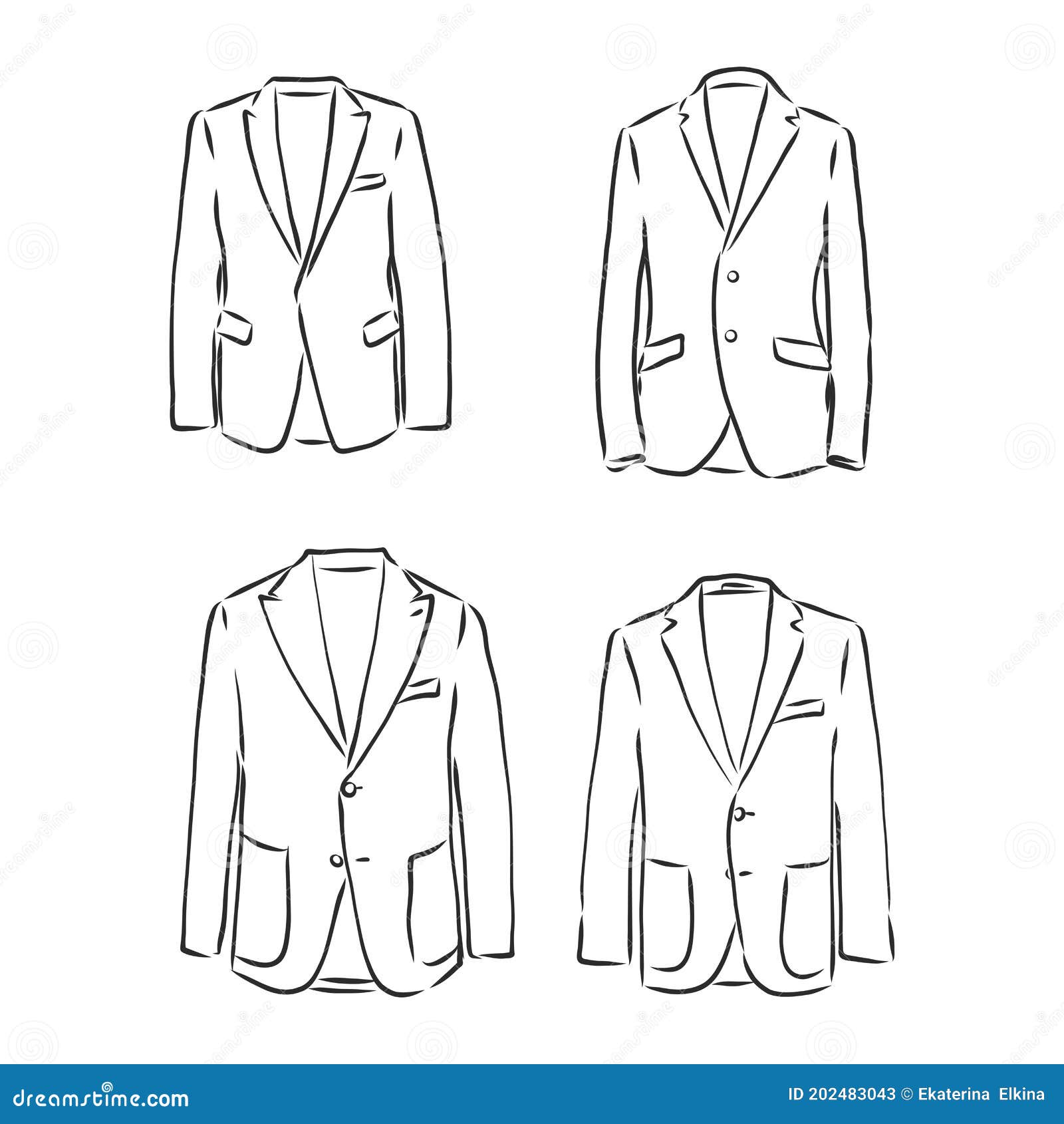 Drawing One Continuous Line. Men`s Jacket. Linear Style, Suit Jacket ...