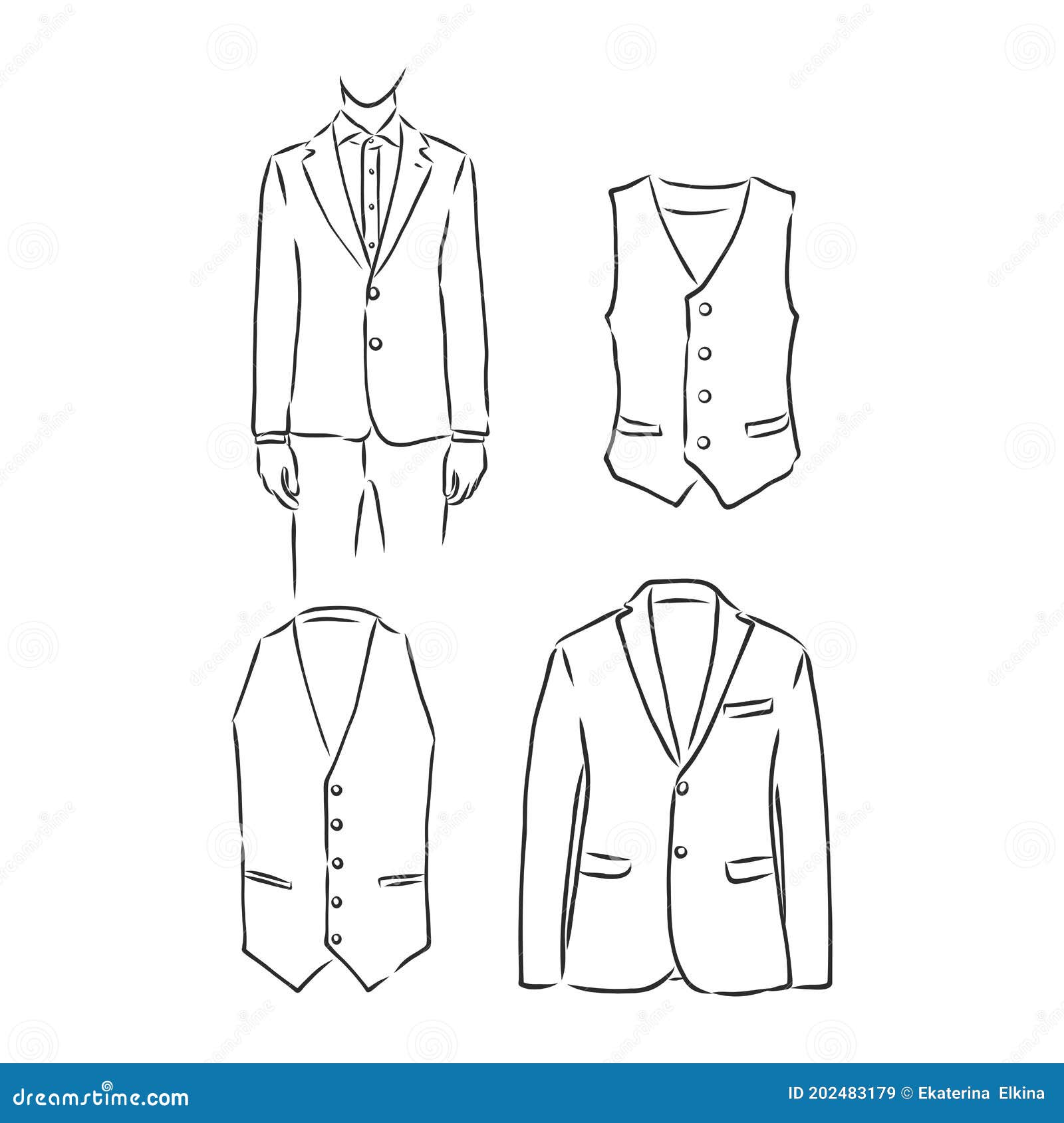 Drawing One Continuous Line. Men`s Jacket. Linear Style, Suit Jacket ...