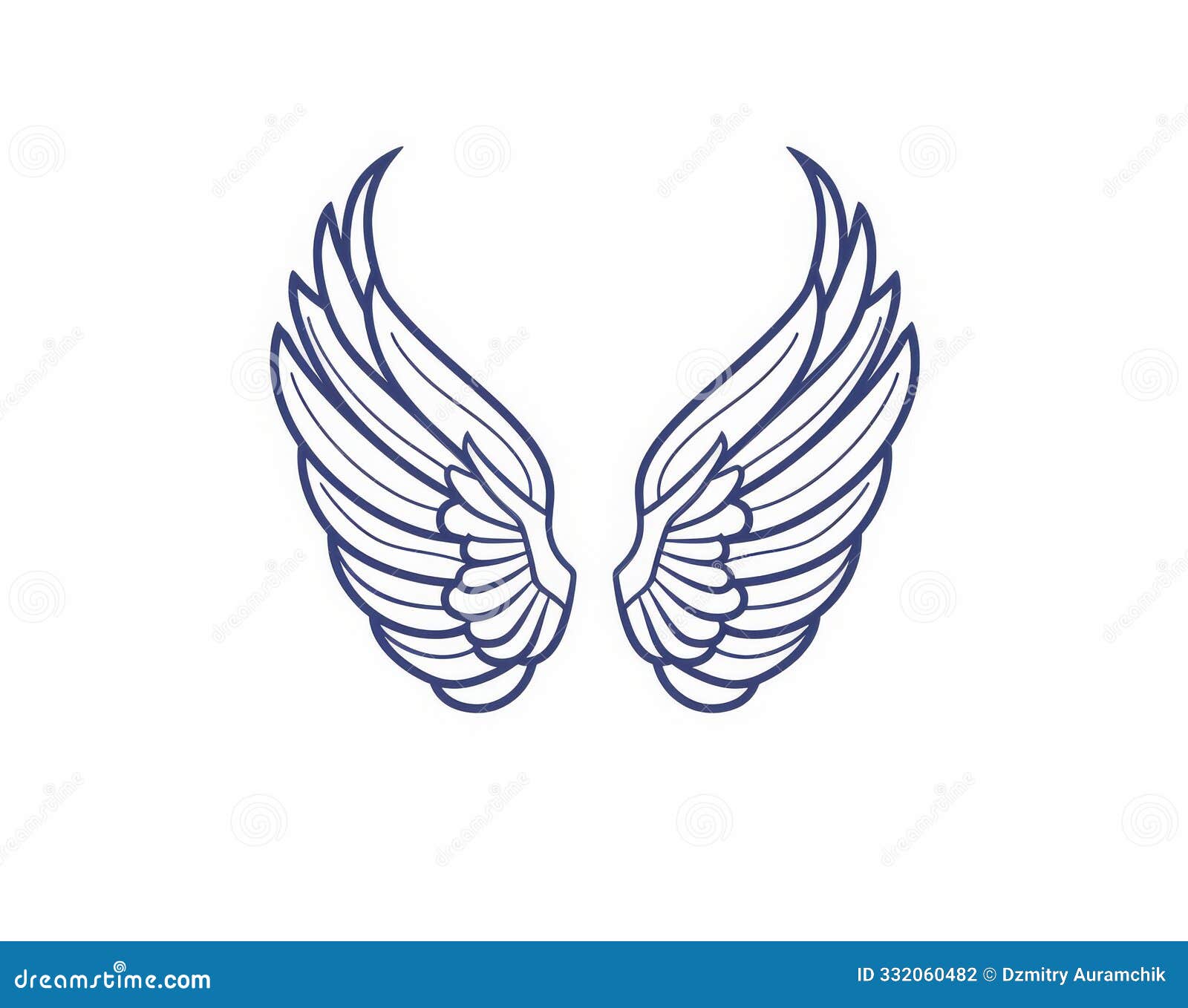Drawing of One Continuous Line of a Wing. Angle Wing Part Single ...
