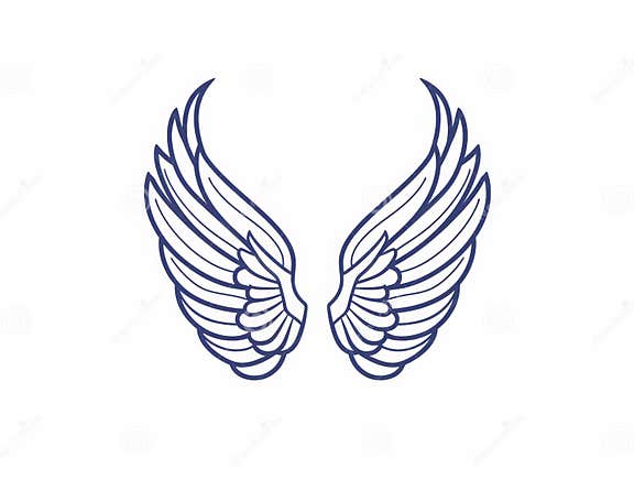 Drawing of One Continuous Line of a Wing. Angle Wing Part Single ...