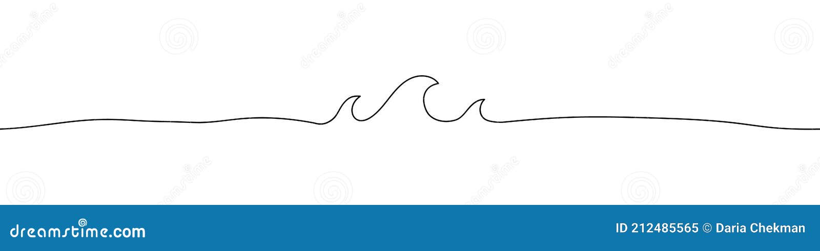 Drawing One Line of the Sea Wave. Abstract Wave Continuous Line Stock ...
