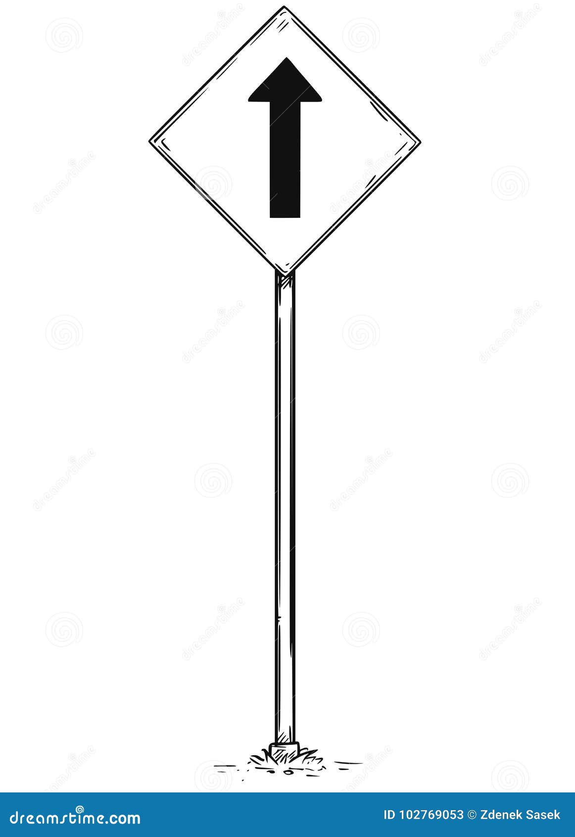 Drawing of One Way Arrow Traffic Sign Stock Vector - Illustration of ...