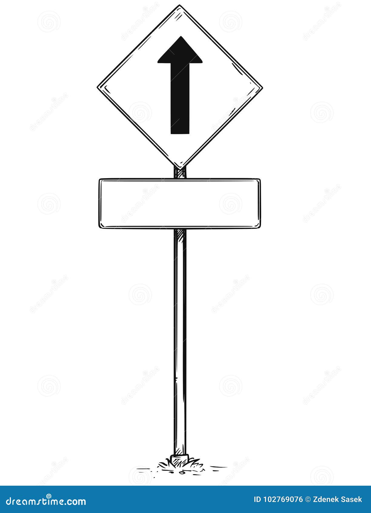 Drawing of One Way Arrow Traffic Sign Stock Vector - Illustration of ...
