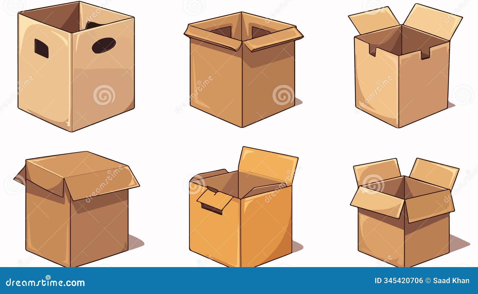 Drawing of Open Boxes Vector Cartoon Illustration Stock Vector ...