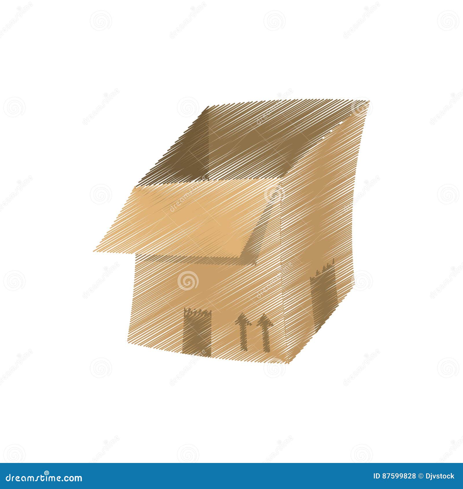Drawing Open Delivery Box Design Stock Illustration - Illustration of ...