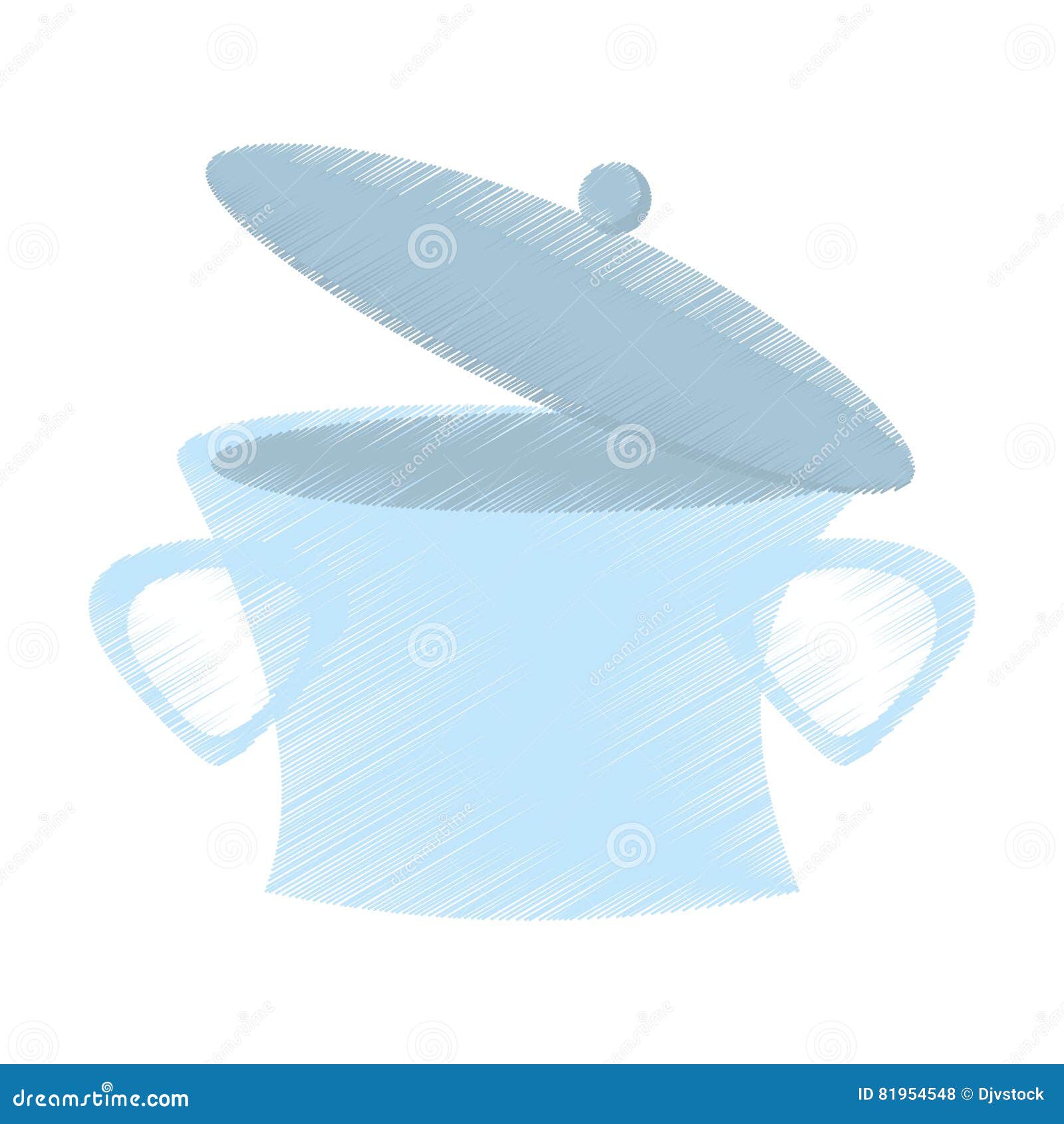 Drawing Open Pot Steel Soup Cooking Design Stock Vector - Illustration ...